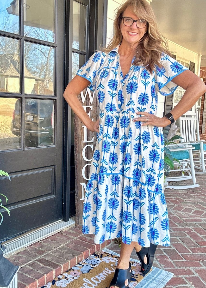 Floral Repeat Dress - Blue | Umgee – Jimberly's Boutique