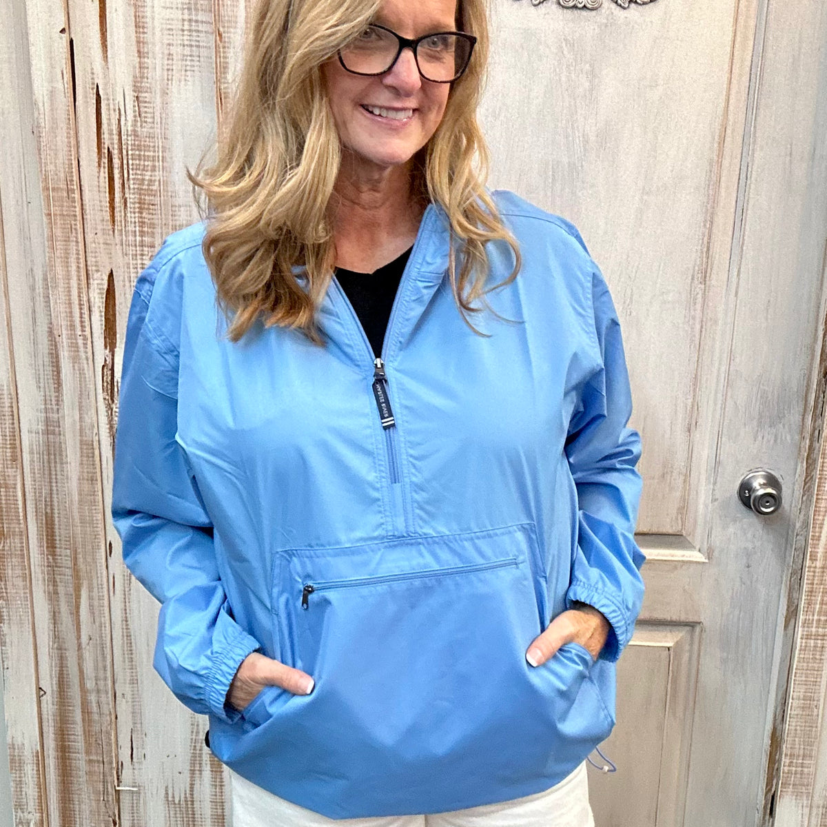 Unlined Pullover Rain Jacket--Columbia Blue - Jimberly's – Jimberly's ...
